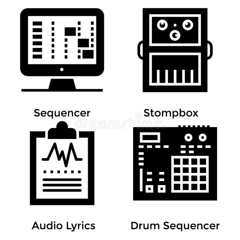 Computer Chips and Electronic Circuit Icons Set Stock Vector ...