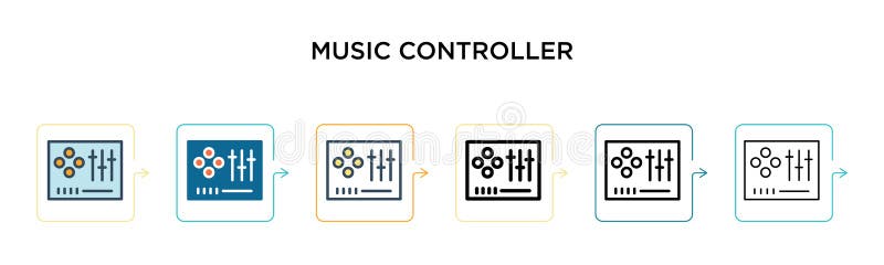 Music Controller Vector Icon in 6 Different Modern Styles. Black, Two ...