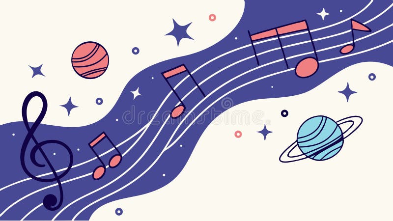 Music and Cosmic Elements, Celestial Harmony Art, Vector Design ...