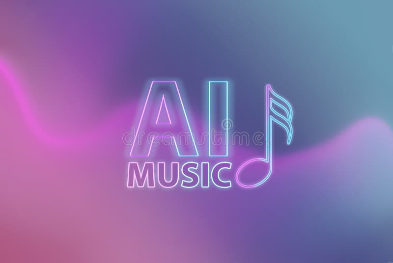 Music Created by Artificial Intelligence. Neon Letters and Notes on an ...