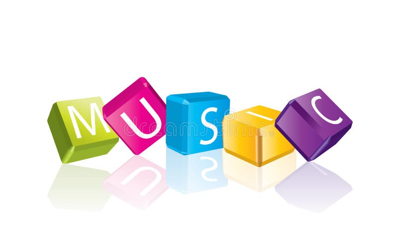Music - cube letters stock vector. Illustration of color - 14724628
