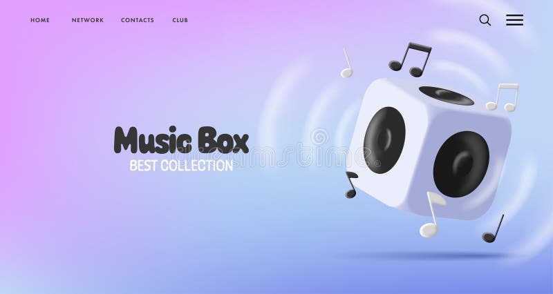Music 3d Boom Box Column, Render Style Cube with Sound Amplifyer and ...