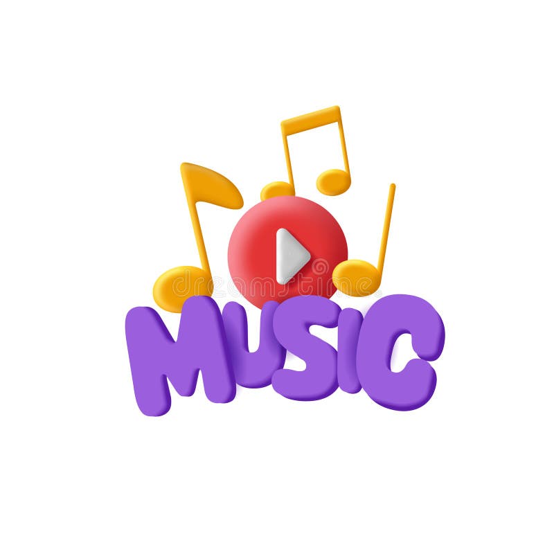 Music 3d Composition with Volume Notes and Play Button and Rounded ...