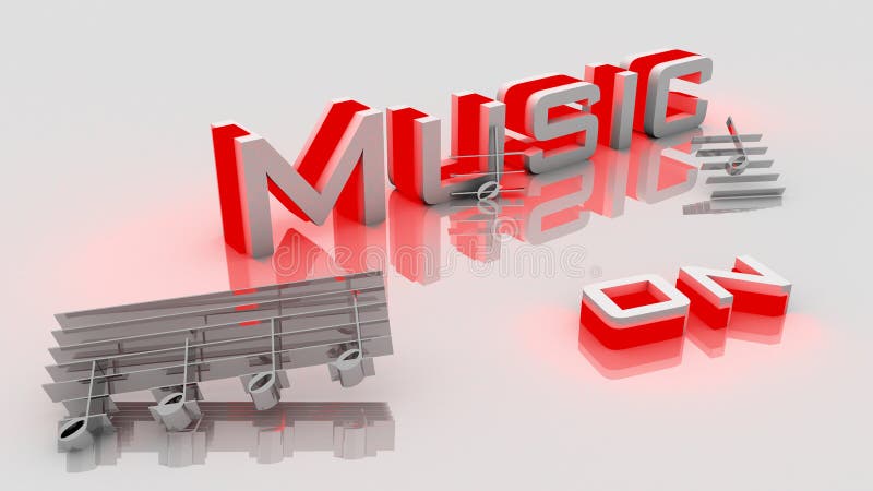 Music on in 3D Illustration Stock Illustration - Illustration of music ...