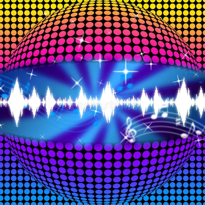Music Disco Ball Background Means Soundwaves and Partying Stock ...