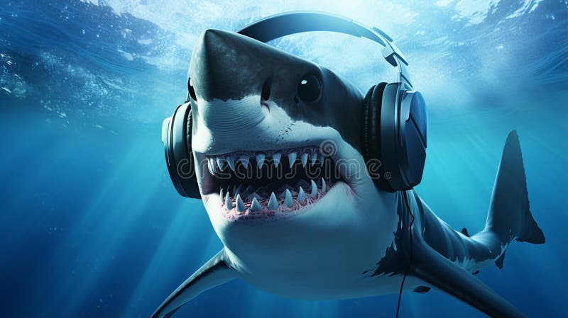 Music Dj Shark with Sunglasses. Generative Ai Stock Illustration ...