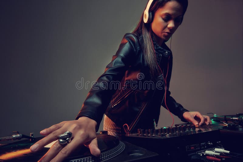 Music dj woman stock photo. Image of cute, enjoying, party - 34403902