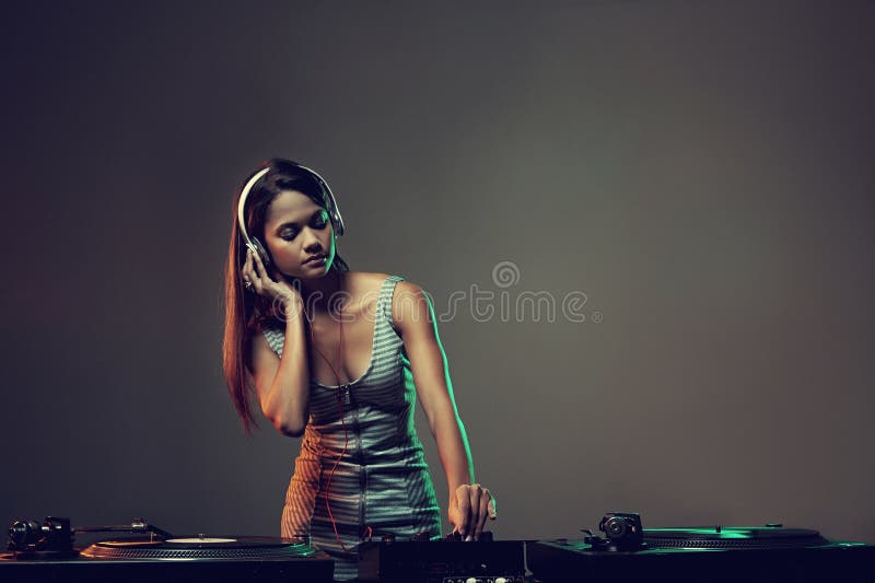 Music dj woman stock photo. Image of cute, enjoying, party - 34403902