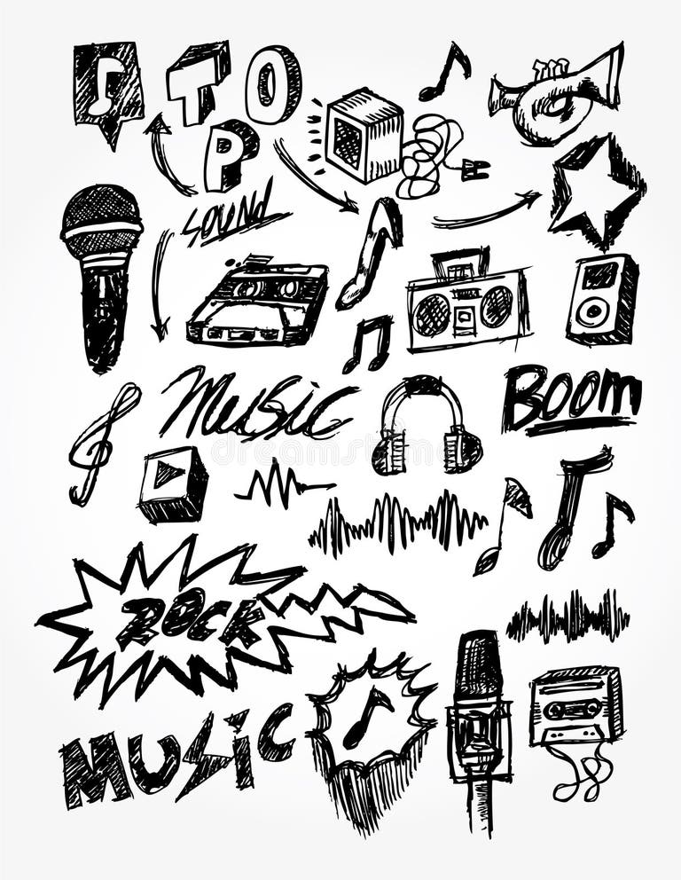 Music Element Line Doodle Stock Illustrations – 7,106 Music Element ...