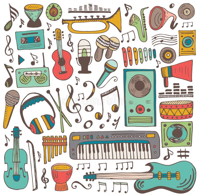 Music Icon Collection .Musical Instruments Stock Vector - Illustration ...