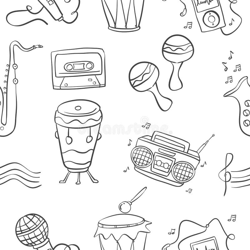 Music Doodle Style Hand Draw Vector Art Stock Vector - Illustration of ...