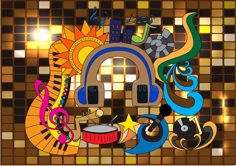 Music Doodle Vector Art stock illustration. Illustration of sixties ...