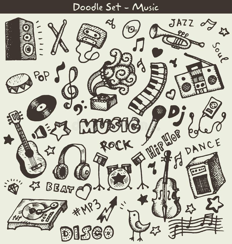 Music doodles stock vector. Illustration of note, disco - 45881176