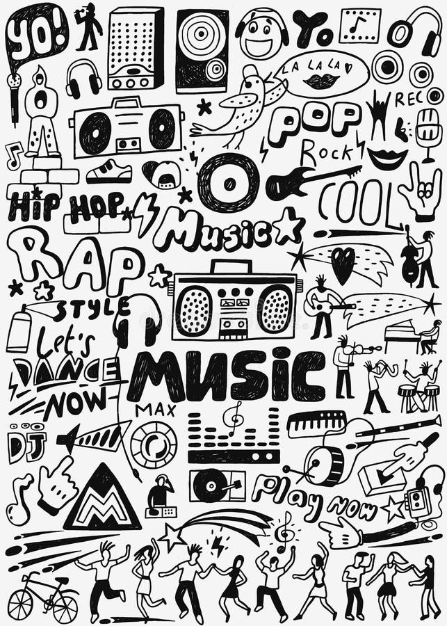 Music doodles set stock vector. Illustration of vector - 78334162