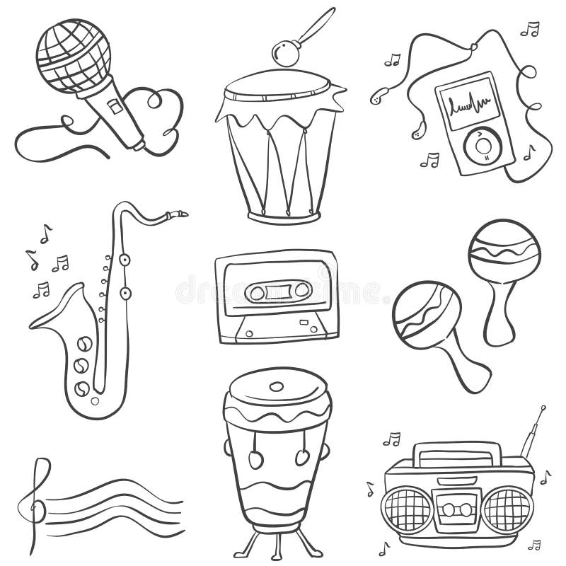 Music Doodles Vector Hand Draw Stock Vector - Illustration of dancing ...