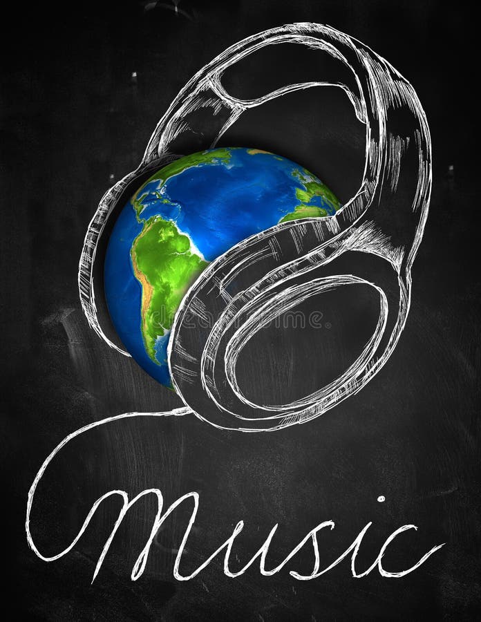 Earth Headphone Music Background Stock Illustration - Illustration of ...