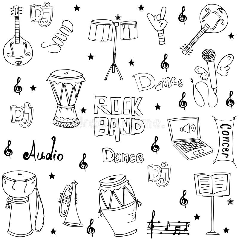 Music Element Doodles Pack Hand Draw Stock Vector - Illustration of ...
