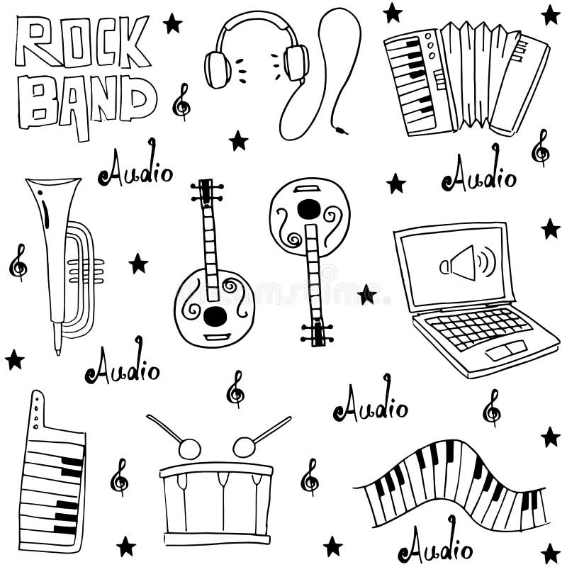 Music Element Doodles Pack Hand Draw Stock Vector - Illustration of ...
