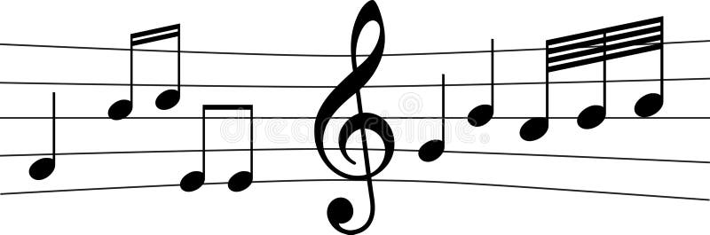 Music Elements Treble Clef Black & White Music Sheet Stock Vector ...