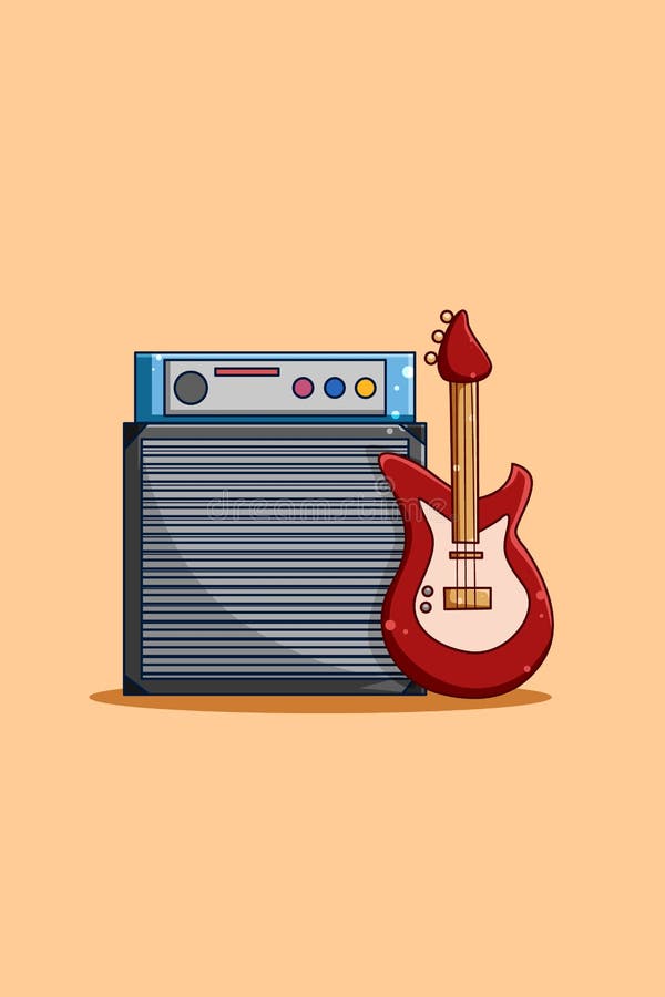 Music Engine and Bass Guitar Cartoon Illustration Stock Vector ...