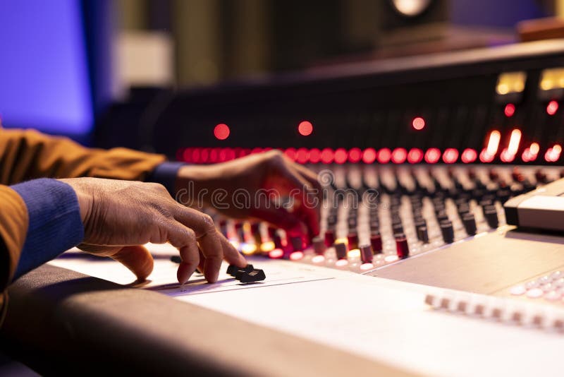 Music Engineer Using Audio Mixer and Console in Professional Studio ...