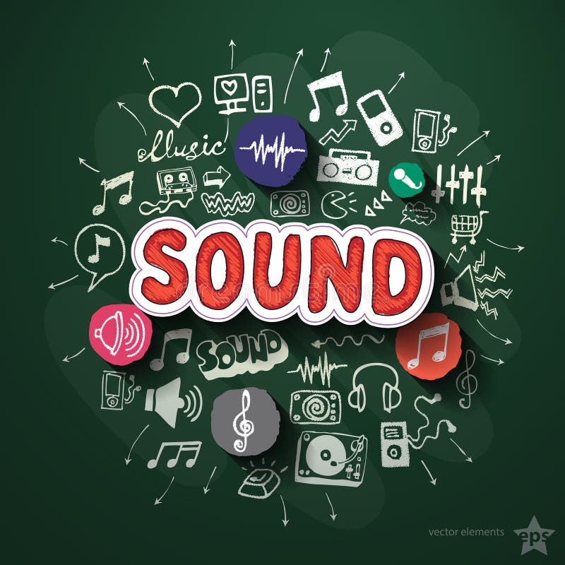 Music and Entertainment Collage with Icons on Stock Vector ...