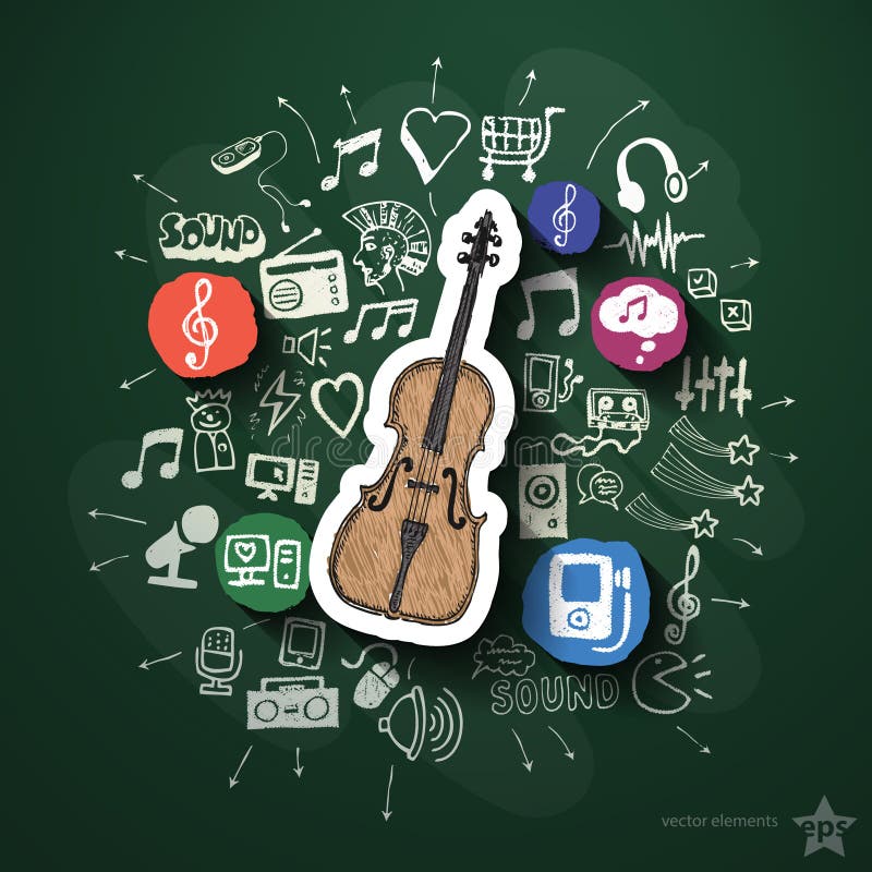 Music and Entertainment Collage with Icons on Stock Vector ...