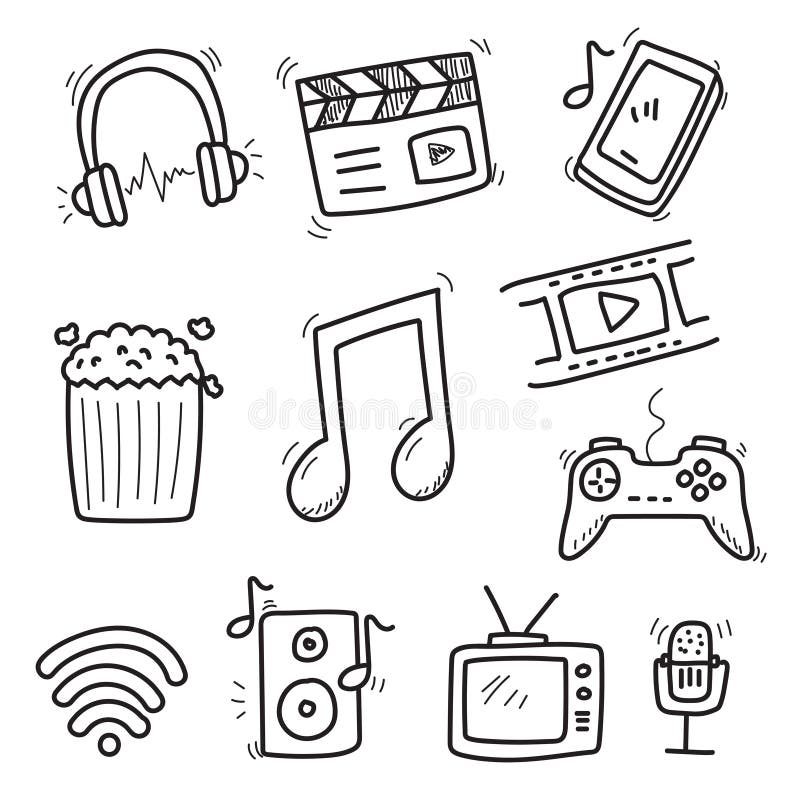 Music and Entertainment Doodle Vector Illustration Stock Vector ...