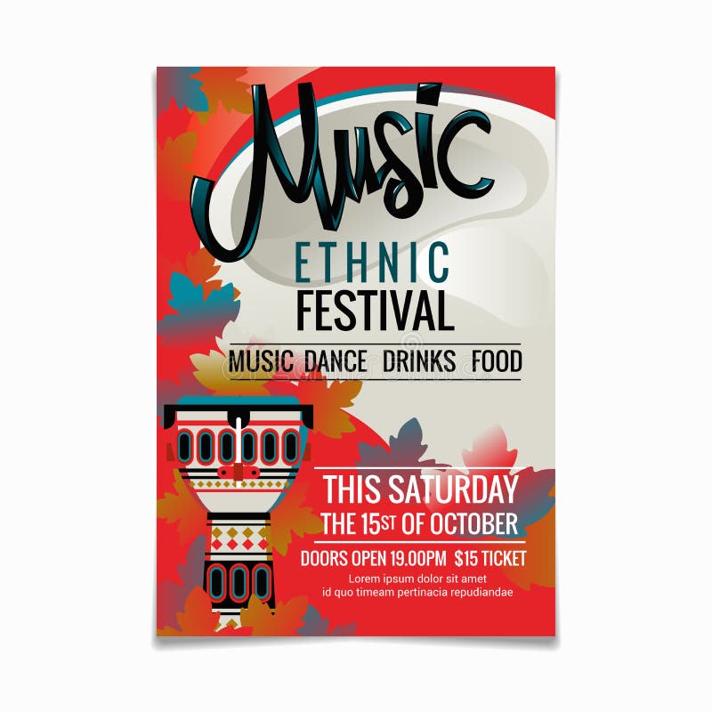 Folk Music Festival or Ethnic Music Poster Design Template of National ...