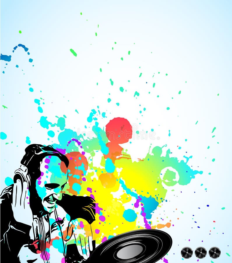 Music Event Background with Dj Shape Stock Illustration - Illustration ...
