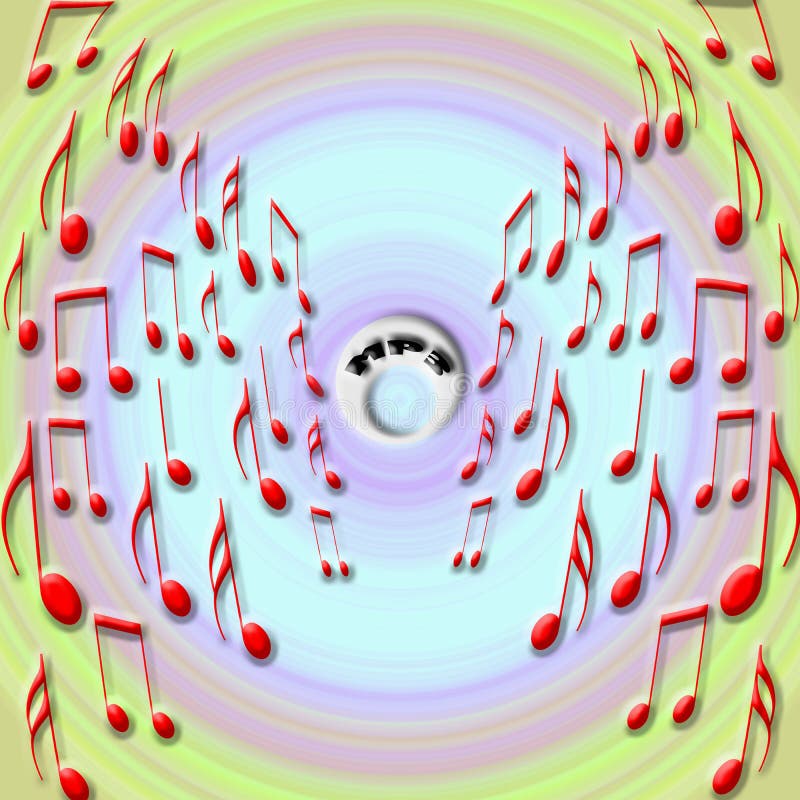 Golden Music Notes on Red Background Stock Illustration - Illustration ...