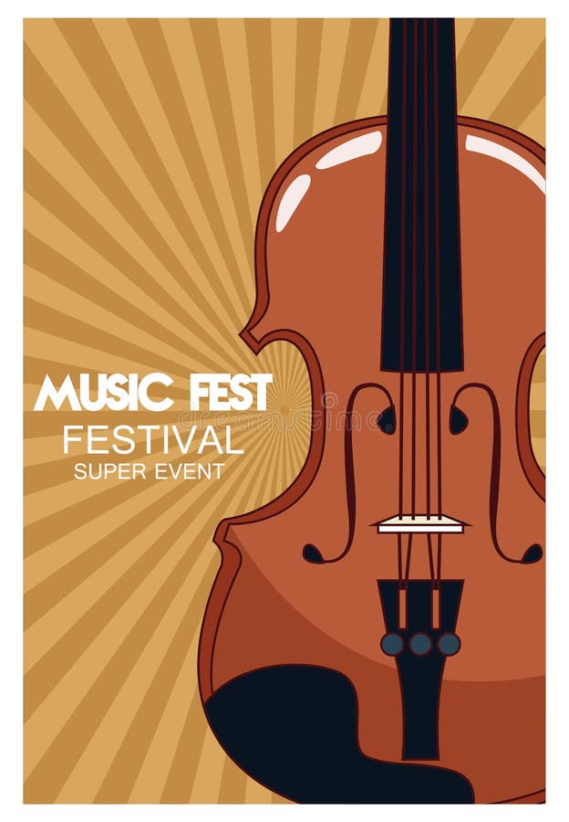 Music Fest Poster with Fiddle Stock Vector - Illustration of popular ...