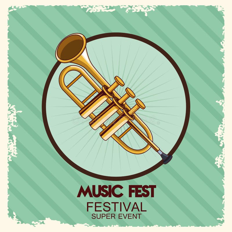 Music Fest Poster with Trumpets Stock Vector - Illustration of fest ...
