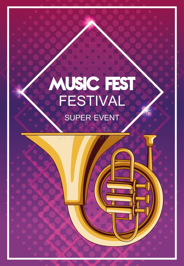 Music Fest Poster with Trumpets Stock Vector - Illustration of event ...