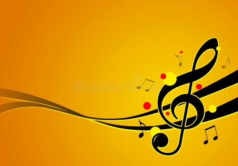 Yellow Music Notes in Blue and Red Banner Background Stock Illustration ...