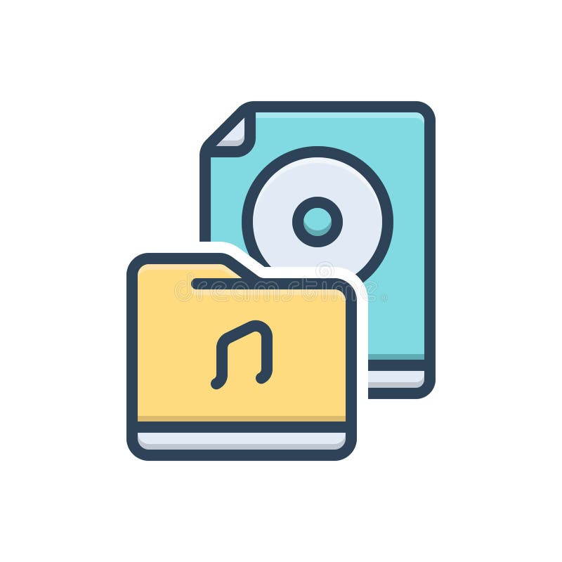 Color Illustration Icon for Music File, Music and Folder Stock ...