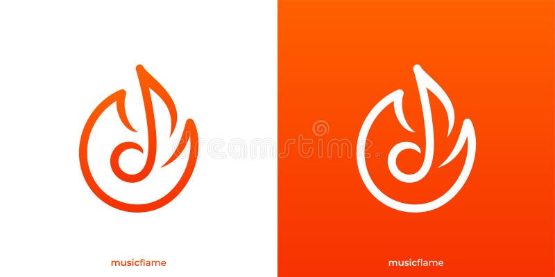 Simple Music Flame Logo. Musical Note and Fire Flames Icon Graphic ...