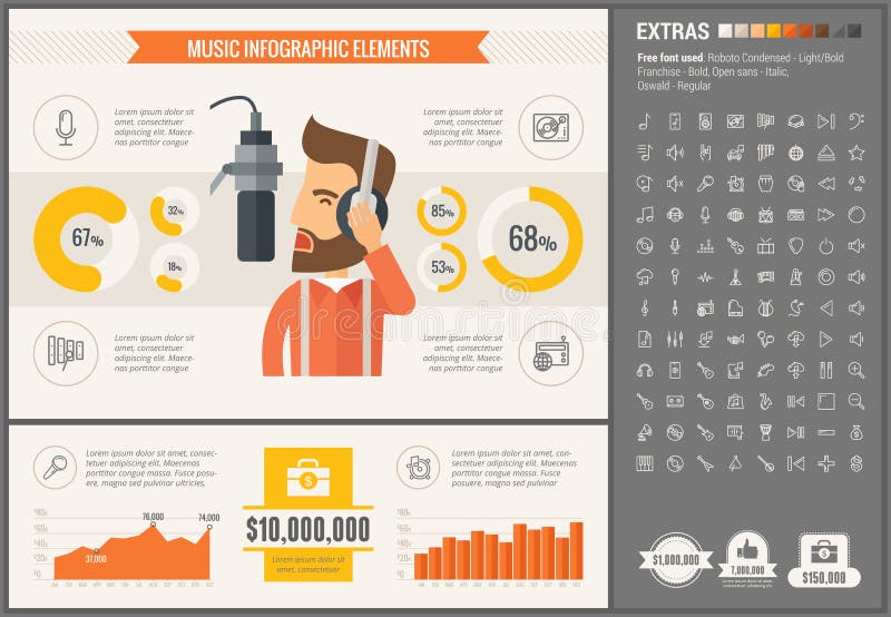 Music Flat Design Infographic Template Stock Vector - Illustration of ...