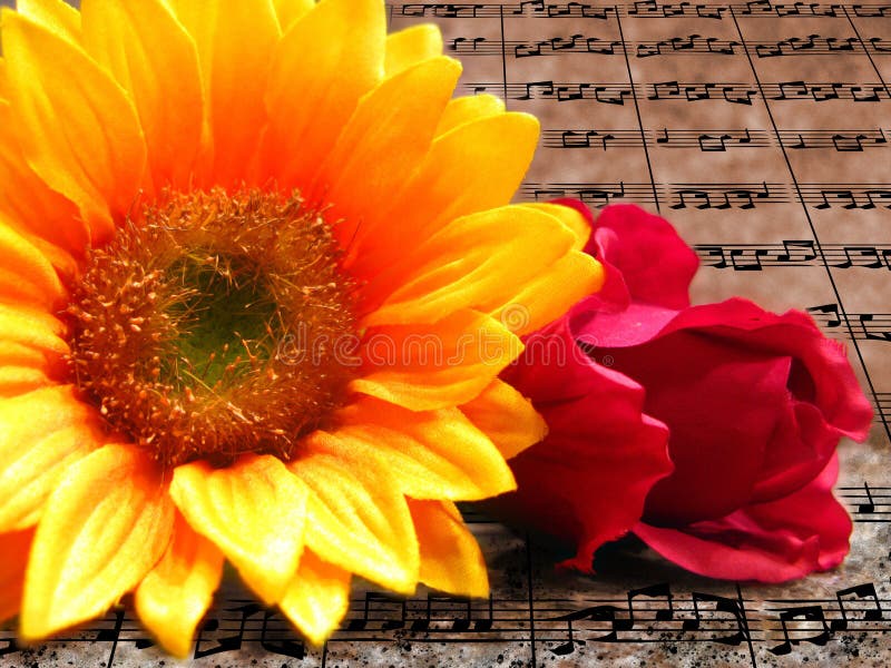 Music notes with flowers stock photo. Image of music - 34114176