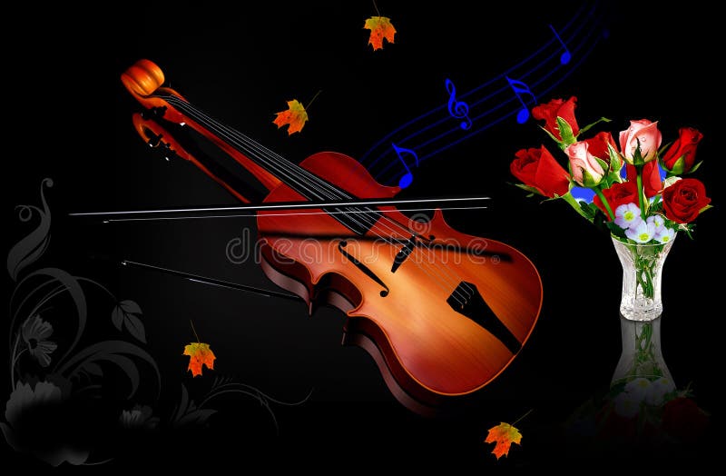 Music and flowers stock illustration. Illustration of music - 3703443