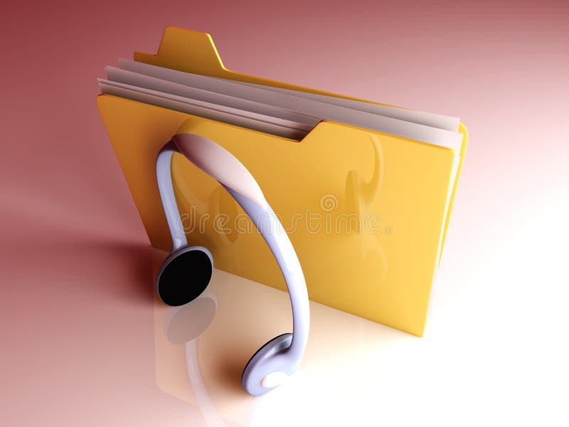 Music Folder with Note Symbols. Icon 3D Stock Illustration ...