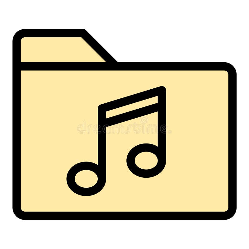 Music Folder Icon Organized Audio Files in Flat Line Color Style Stock ...