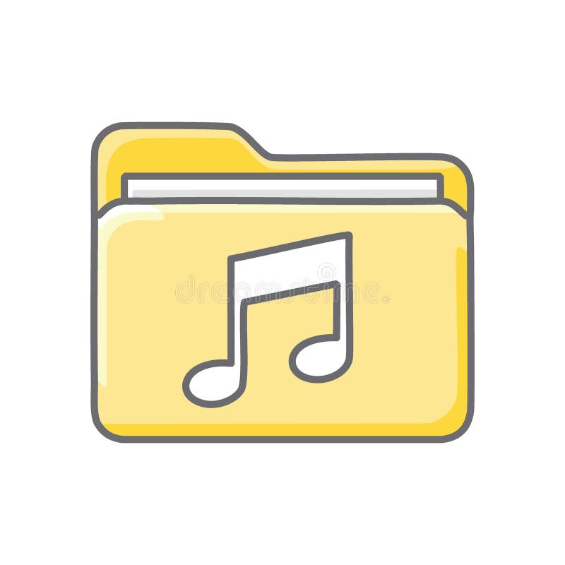 Music Folder Icon. Yellow Folder Icon with Music Note Symbol Stock ...