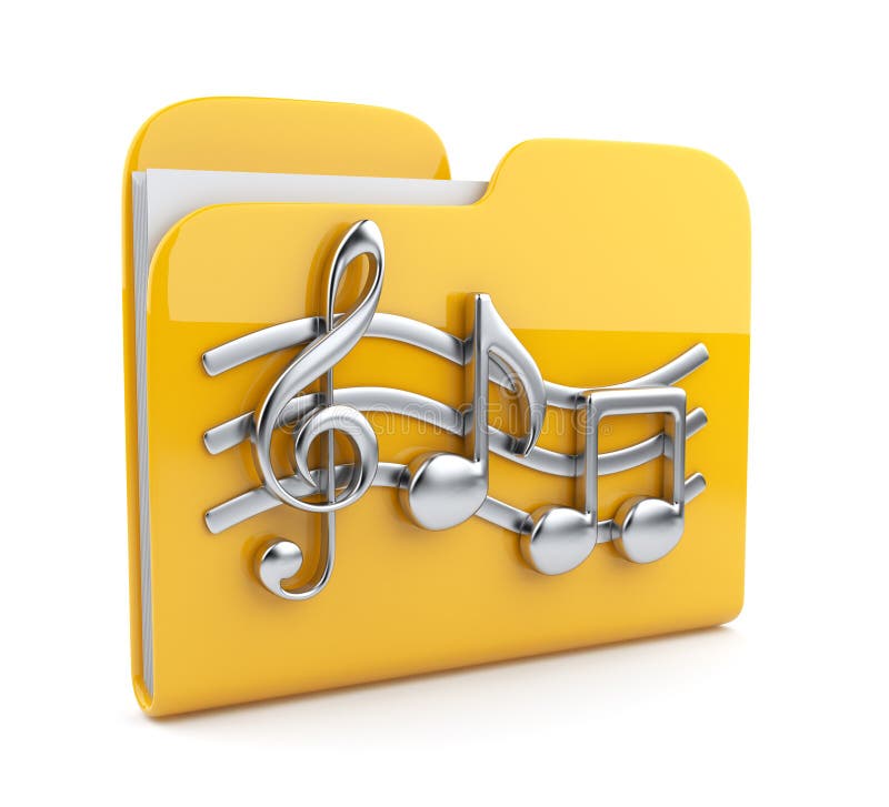 Music Folder with Note Symbols. Icon 3D Stock Illustration ...