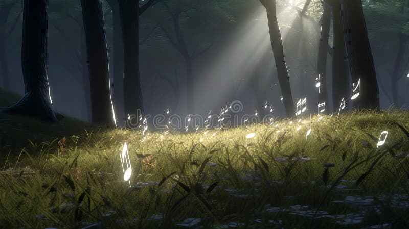 Music in the Forest. Notes in Nature Stock Illustration - Illustration ...