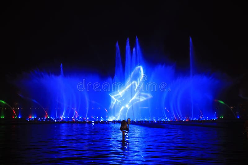 Music Fountain Water Curtain Laser Stock Photo - Image of night ...