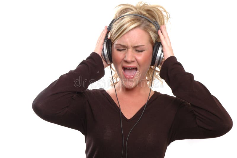 Music fun stock image. Image of phones, attractive, tune - 2011151