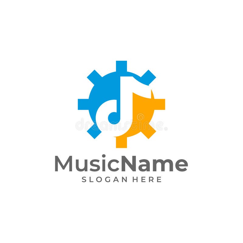 Music Gear Logo Vector Icon Illustration. Gear Music Logo Design ...