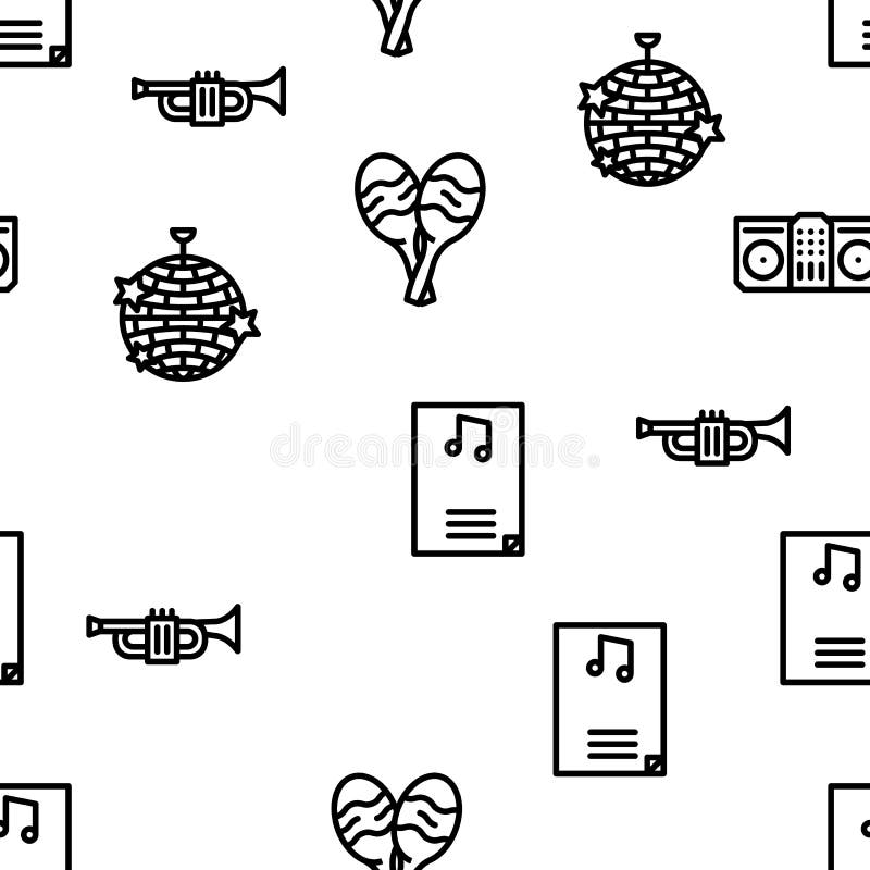 Music Genres Audio Performance Vector Seamless Pattern Stock ...