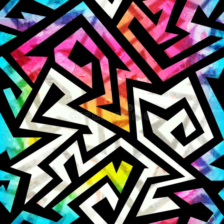 Music Geometric Seamless Pattern with Grunge Effect Stock Vector ...